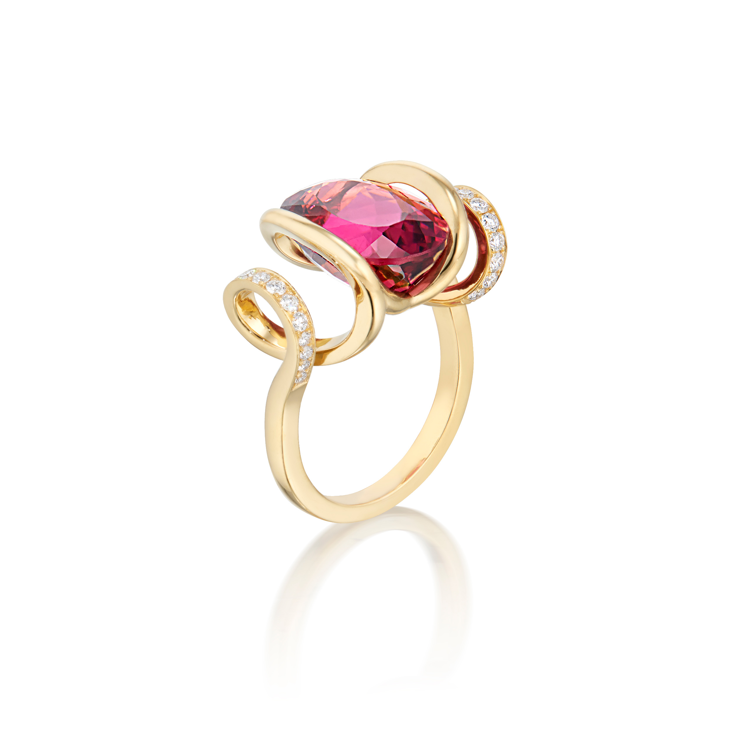 Fire Curl Ring with Tourmaline Center – Renisis Wearable Art | Fine Jewelry